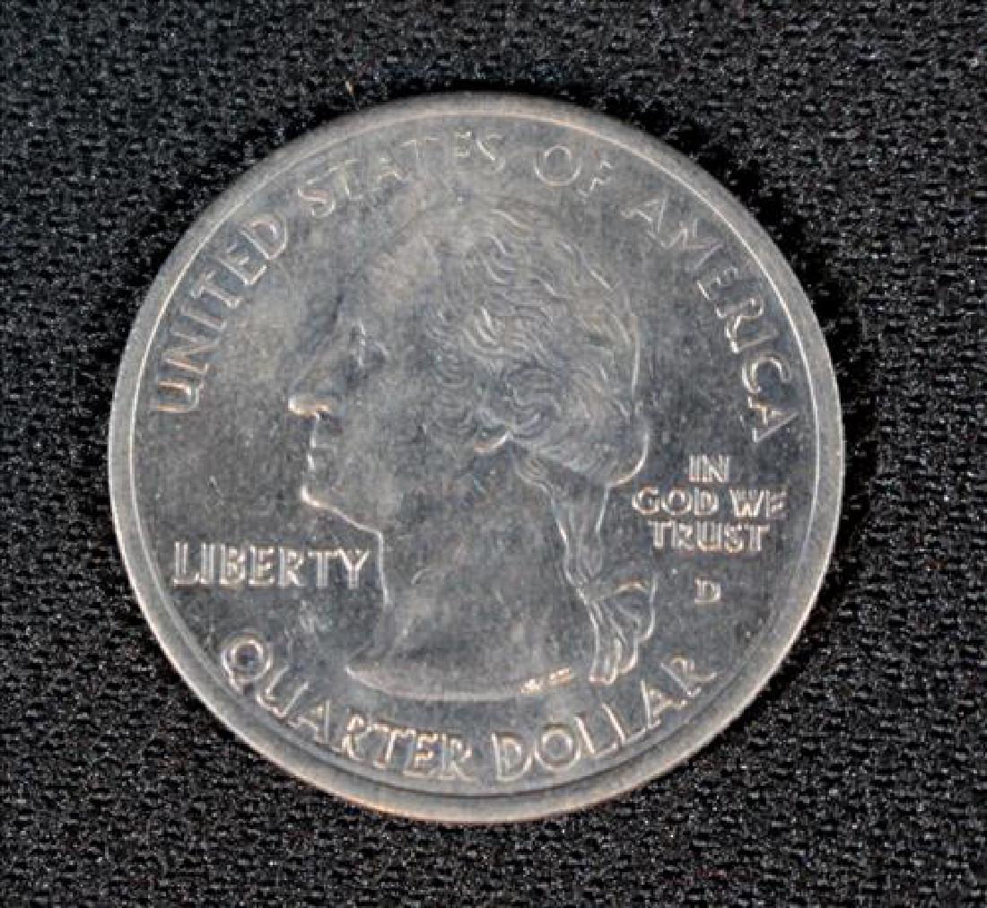 2001 US quarter dollar coin with error on back side,