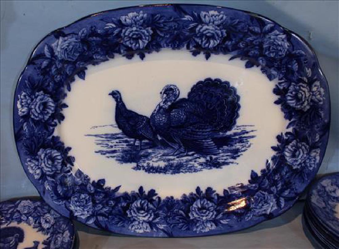 Rare flow blue turkey set by Villeroy & Boch, Germany