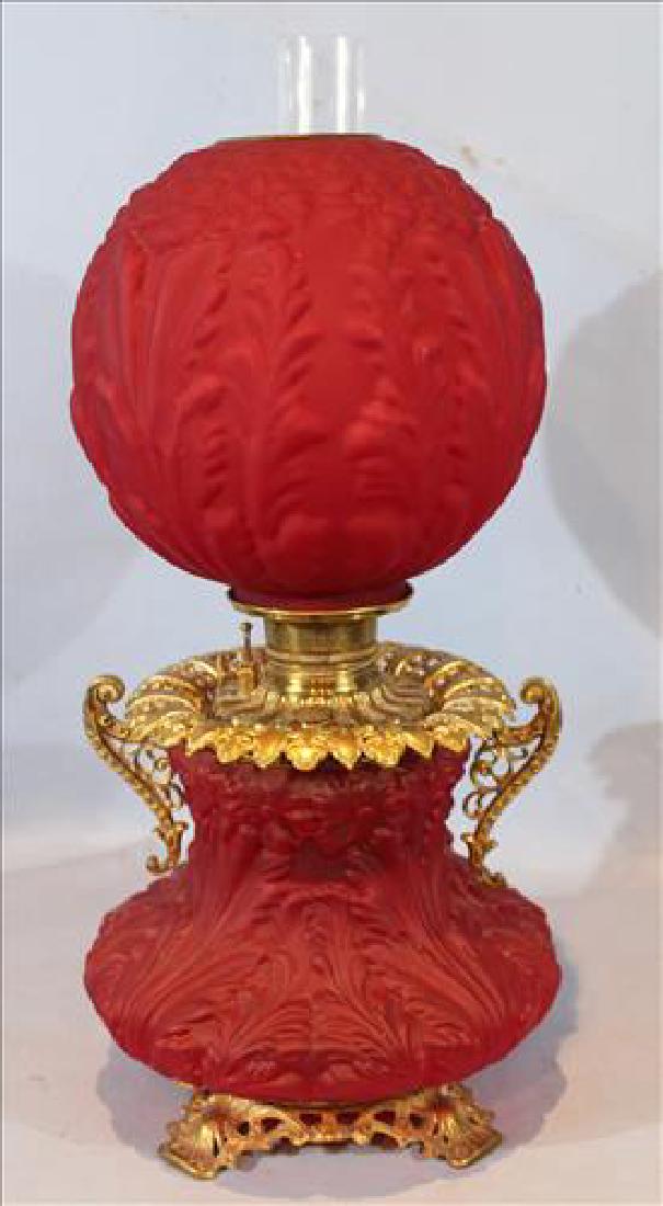 Dark red satin glass Gone with the wind oil lamp, 27 - Oct 07, 2017 ...