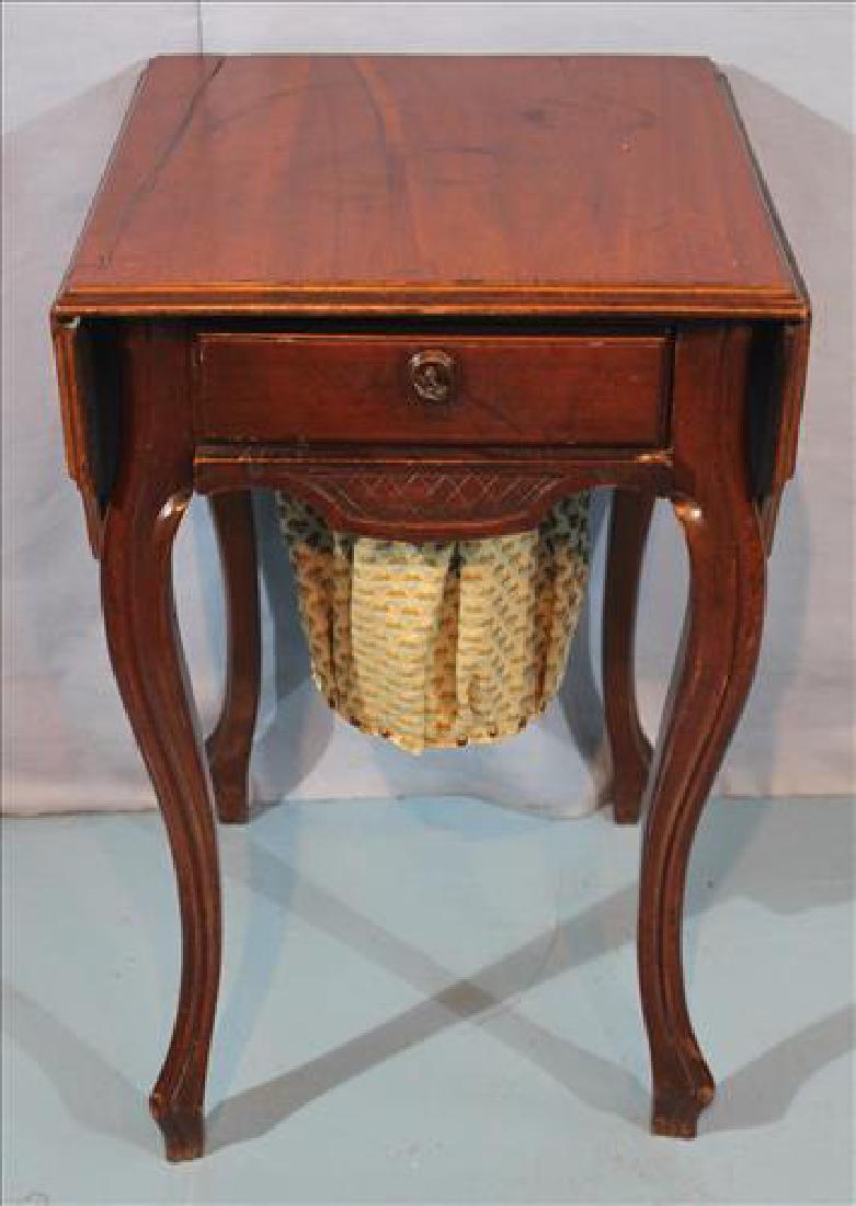 Walnut Victorian drop leaf sewing table with drawer