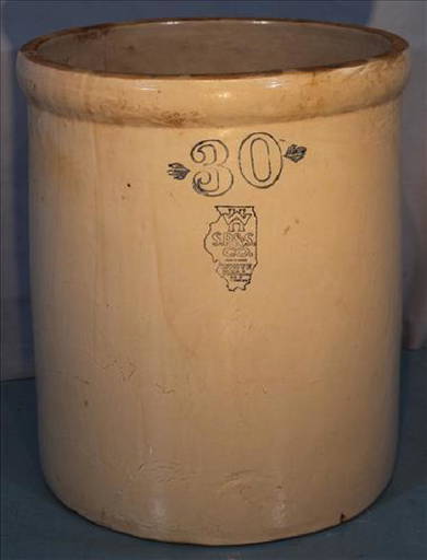 30 Gallon Crock Made By S.p. & S. Co, White Hall Ill.