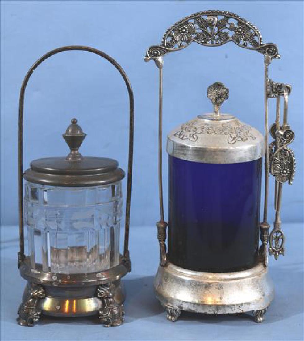 2 Victorian Silver Plate Pickle Castors