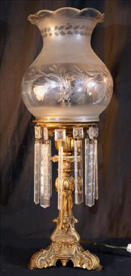 Antique astral lamp attrib. to Hooper w antique shade