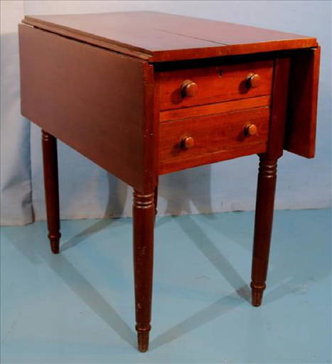 Solid Cherry Drop Leaf Table With 2 Drawers