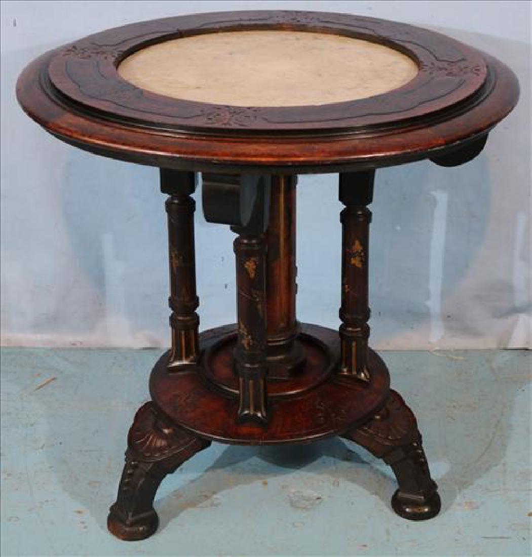 Round Victorian table with white marble insert