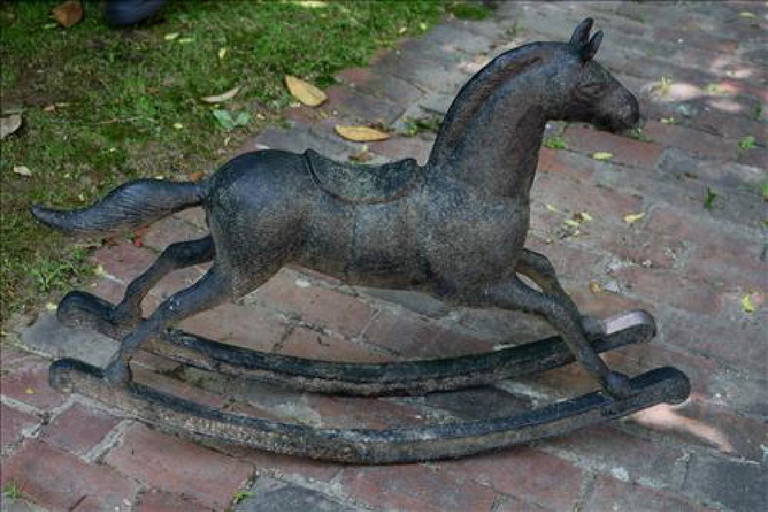 Heavy Black Cast Iron Rocking Horse, 24 In. T, 33 In.