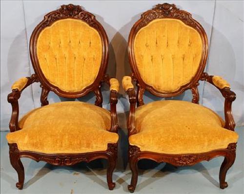 Lg. Pair Rosewood Arm Chairs Att, To Alexander Roux