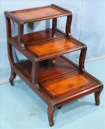 Mahogany Bed Steps With Leather Steps