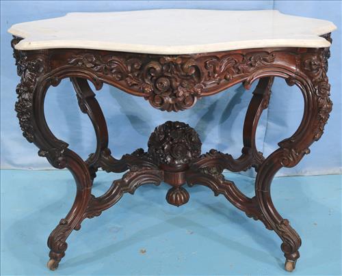 Rosewood Rococo Center Parlor Table By A. Roux