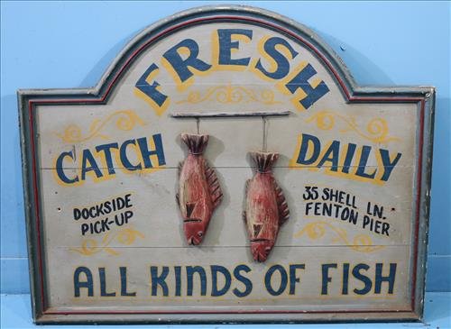 Old Wooden Sign, Fresh Catch Daily, Sumner Collection