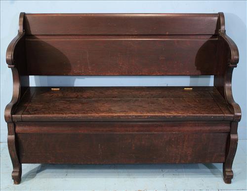 Solid Oak Deacons Bench With Lift Seat Storage