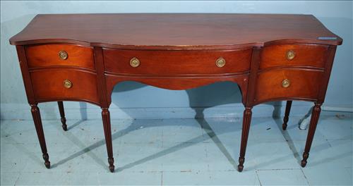 Mahogany Sheraton Style Sideboard With 5 Drawers