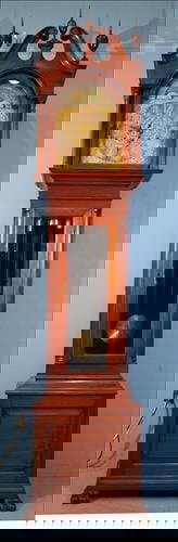 Mahogany Grandfather Clock With Broken Arch Crown