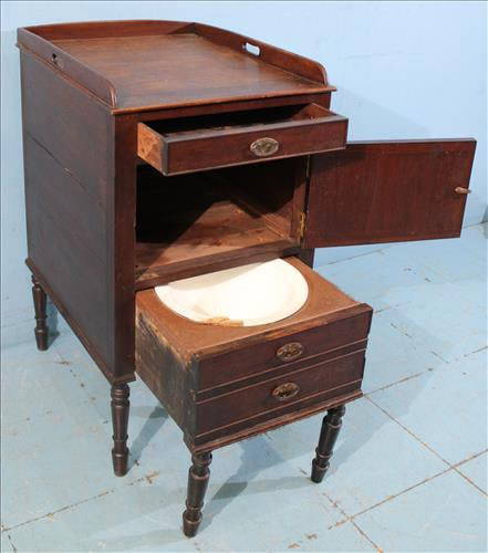Walnut Primitive Commode With Original Porcelain Insert Auction