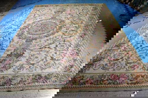 Handmade French Needlepoint Rug , 12 Ft. 10 In. X 8 Ft. 10 In. Auction