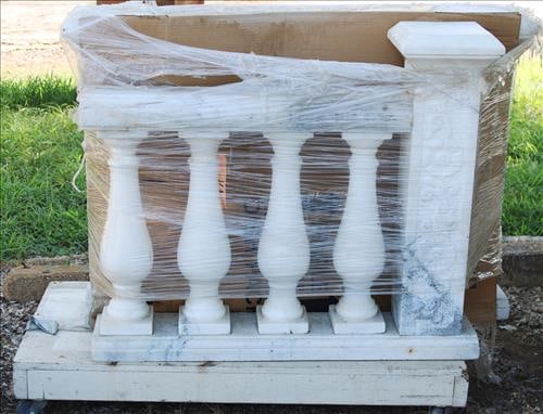 1 Piece Solid White Marble Balcony Railing, 36 In. T, 41 In. W. Auction