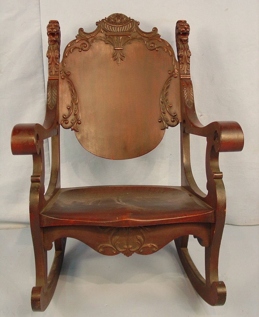 Heavily Carved Mahogany Rocking chair with lions heads - Feb 16, 2013 ...