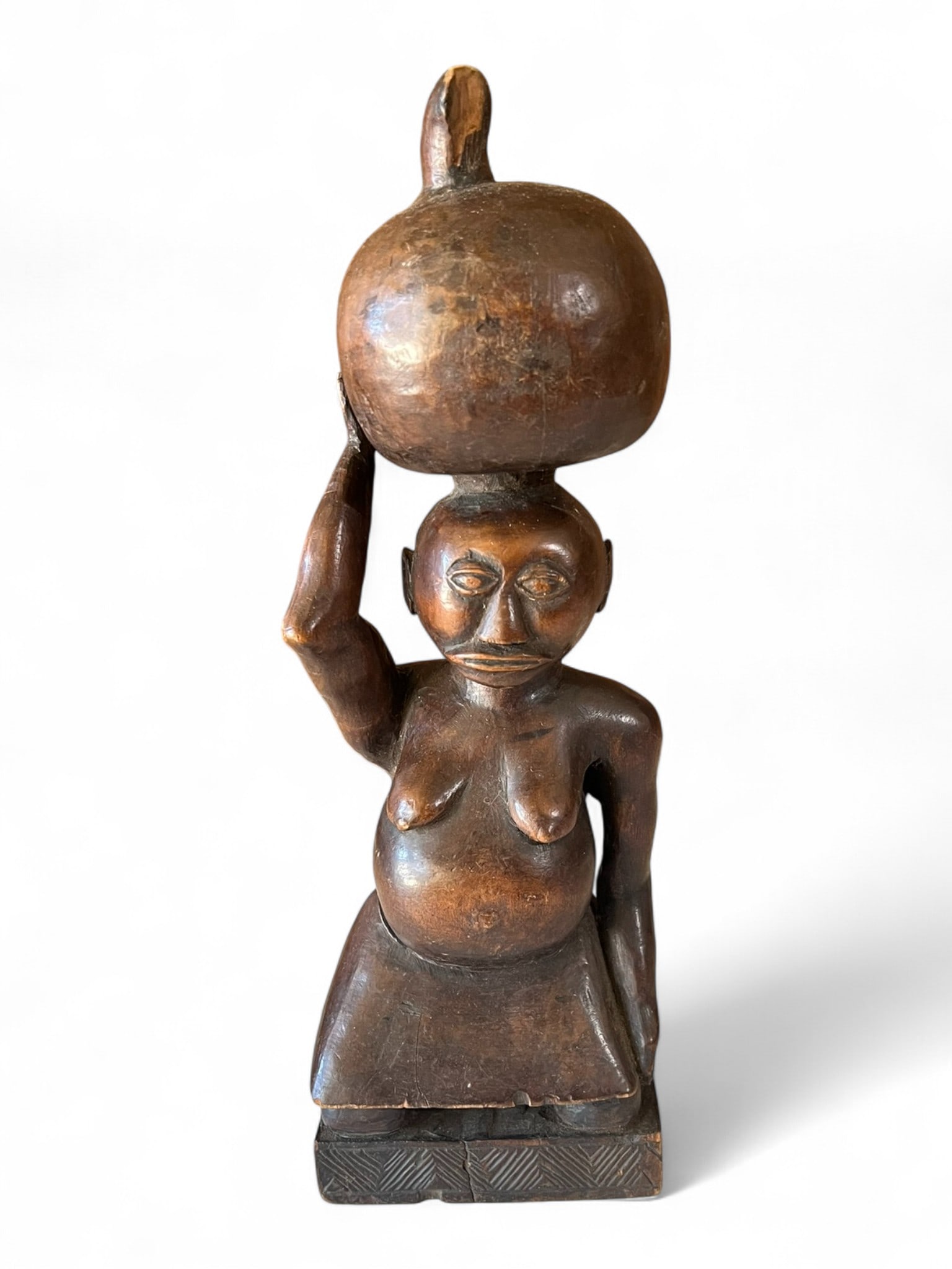 Carved Female Figure Carrying Vessel, Luba Or Hemba People, Congo, Mid ...