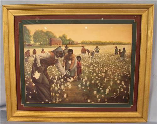Print Of Cotton Pickers, Signed Ray Batchelor