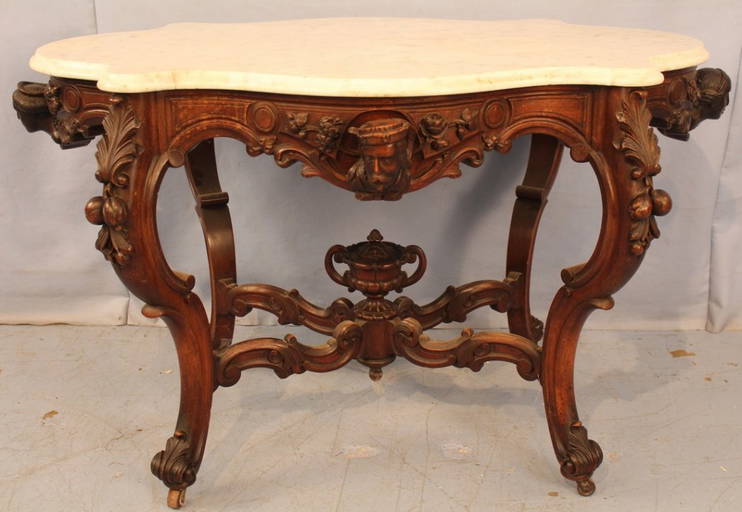Rococo Walnut Victorian Turtle Top Table Attrib. To
