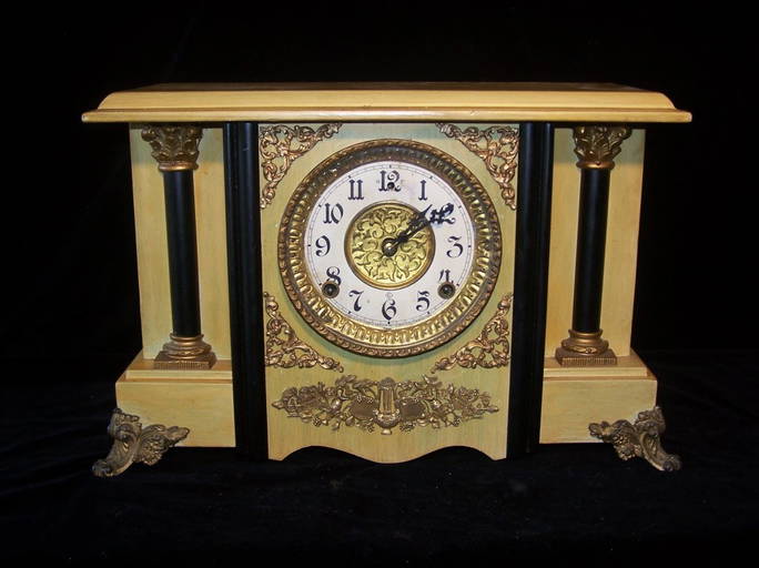 Antique Gilbert Double Chime Adamantine Mantle Clock
