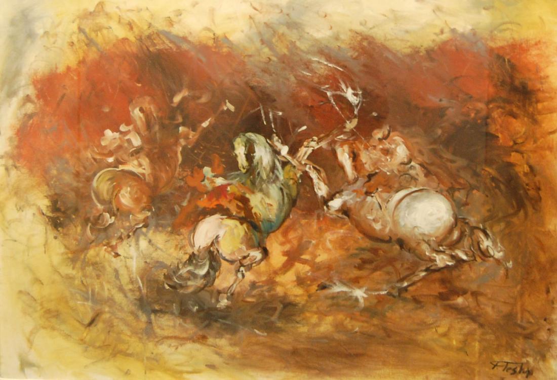 Gianni Testa Three Horse Dance Expressionist Oil