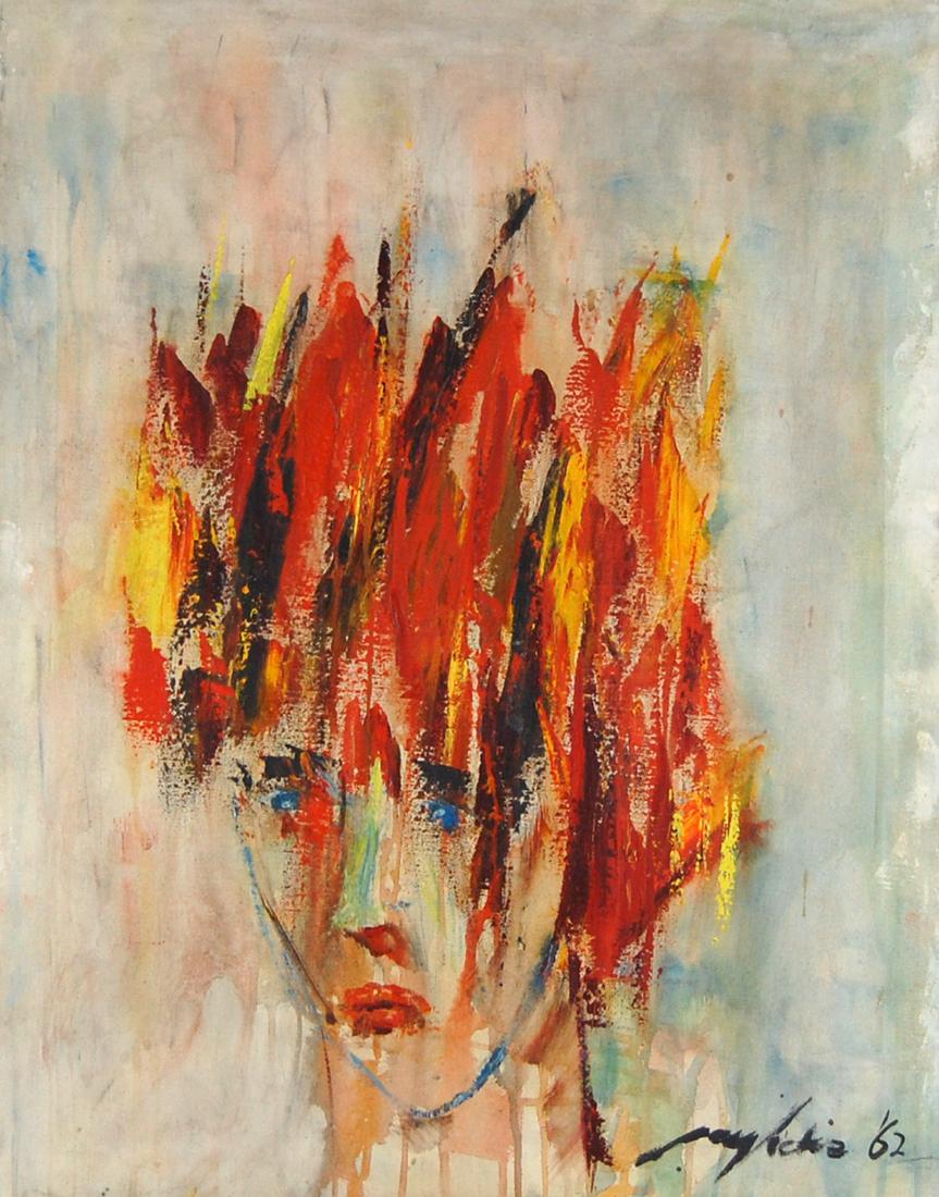 Surreal Expressionist Sad Man On Fire Oil Painting