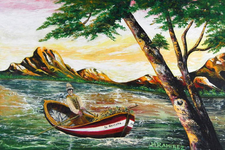 H Ramirez Expressionism La Gaviota On The River Oil