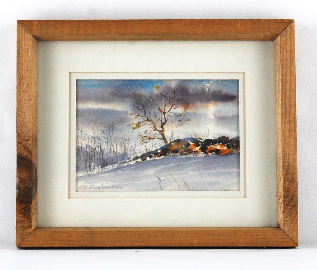 G Robinson Winter Tree Landscape Watercolor