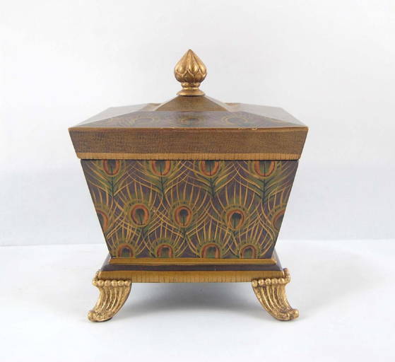 Raymond Waites Peacock Feathers Wooden Box