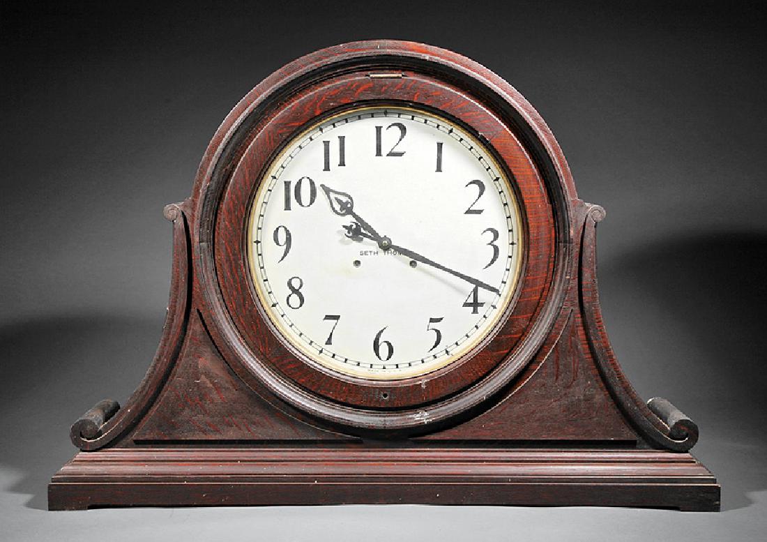 Monumental American Oak Bank Clock