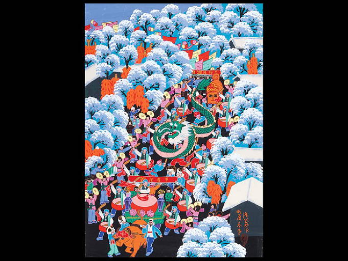 Three Chinese Huxian Folk Paintings