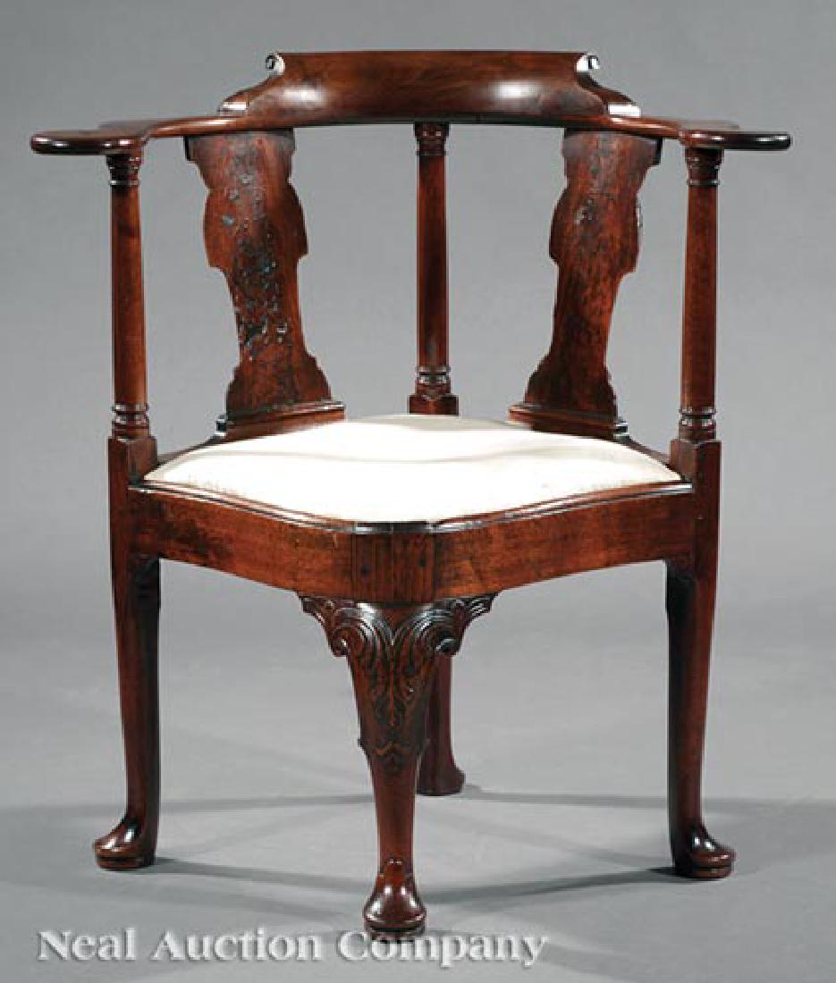 George II Carved Walnut Corner Chair