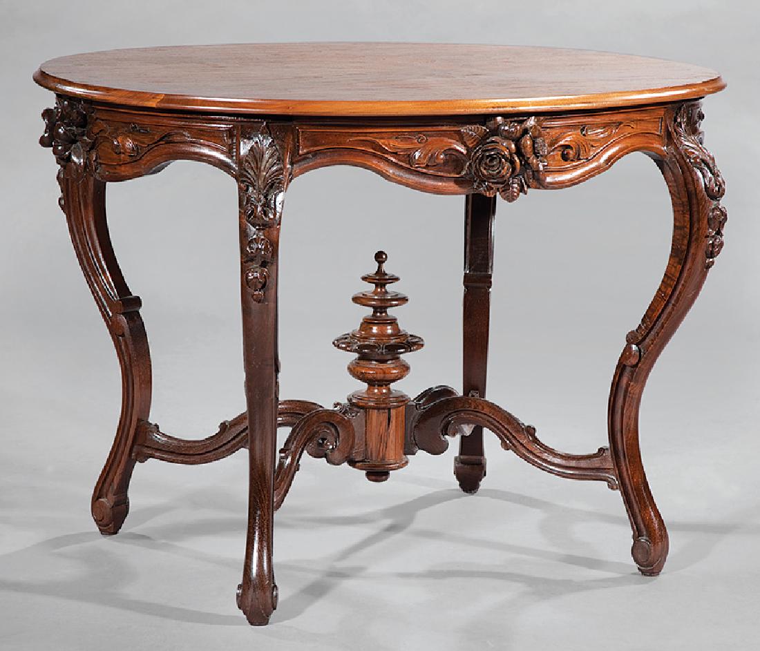American Rococo Carved Rosewood Center Table