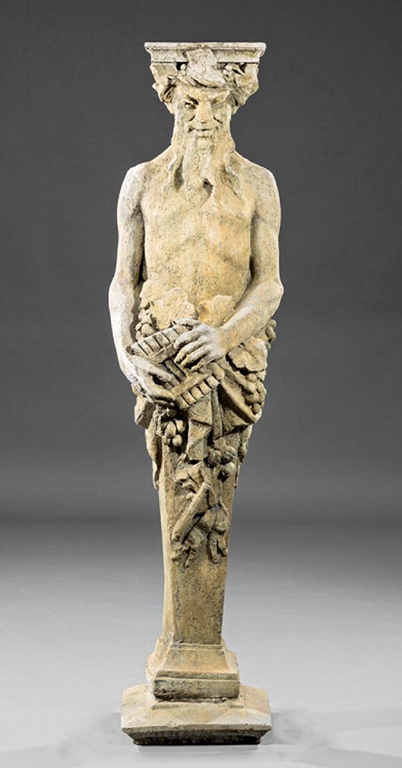 Cast Stone Garden Term Figure of Pan
