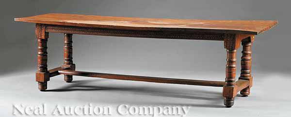 Antique French Carved Oak Refectory Table