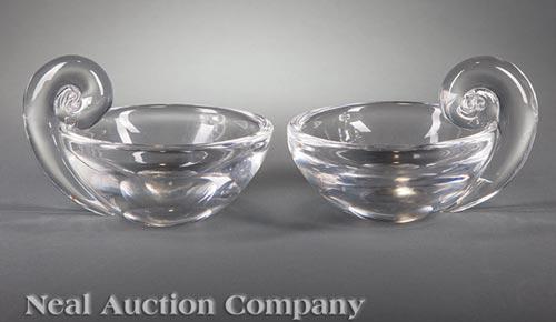 Steuben Glass "snail Scroll" Olive Dishes