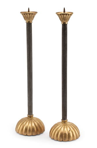 Parcel Gilt Carved Wood Pricket Stands