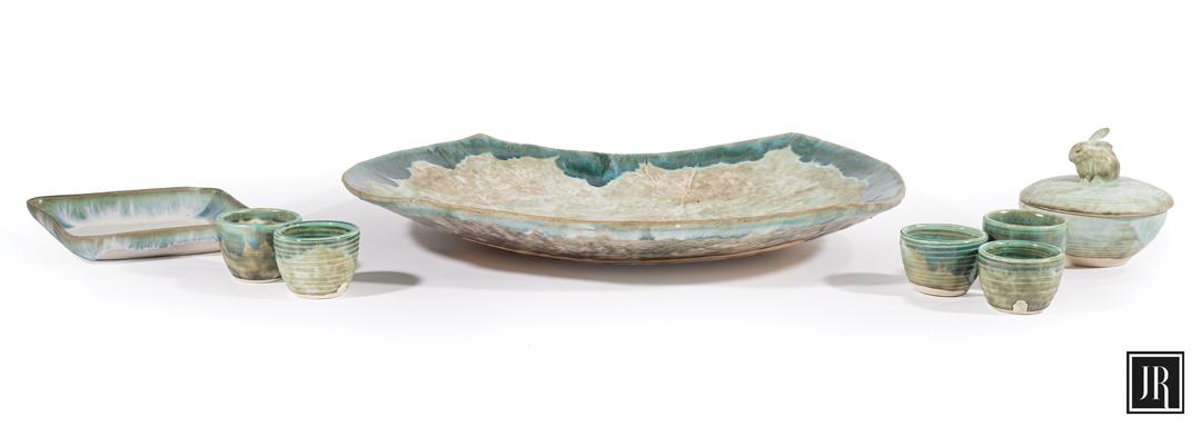 Group Of Mccarty "jade" Pottery Tableware