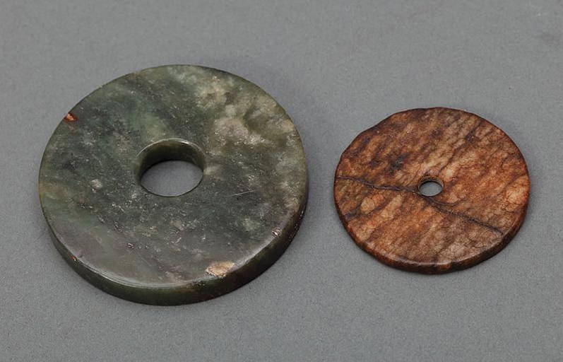 Two Antique Chinese Hardstone Bi Disks