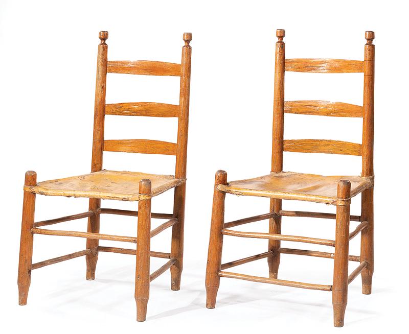 Pair Of Acadian Ladder Back Chairs