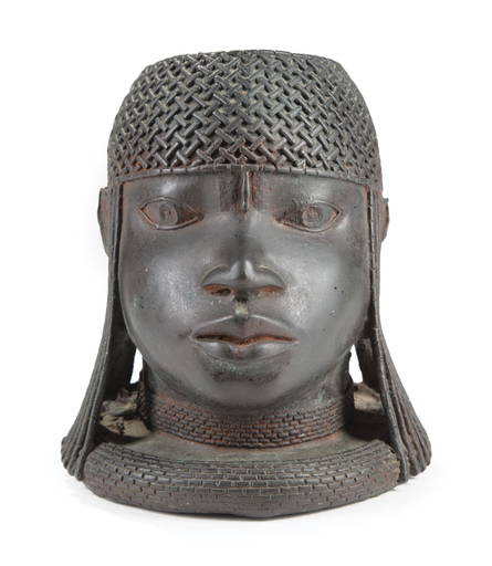 African Benin Style Bronze Head Of An Oba