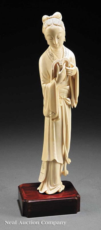 0604: Chinese Carved Ivory Figure of a Beautiful Maiden