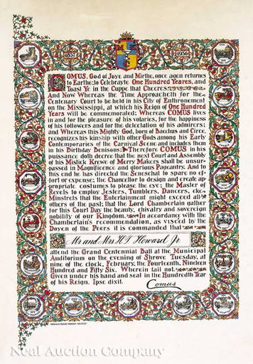 Three Mistick Krewe Of Comus Ball Invitations