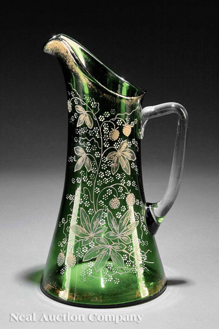 0759: Enameled Emerald Glass Pitcher possibly Moser - Feb 05, 2012 ...