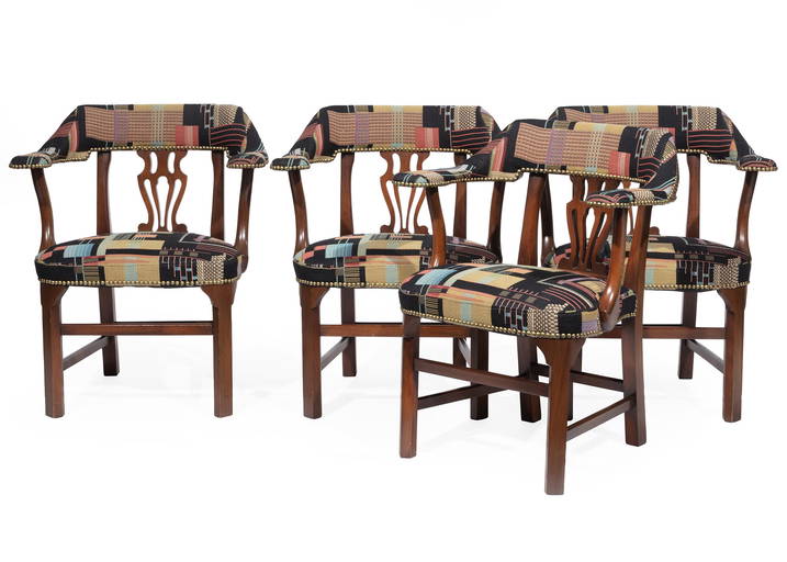 George Iii Style Carved Walnut Roundabout Chairs