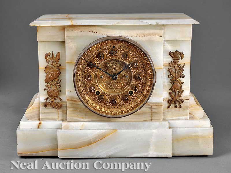 1245: Gilbert Clock Co. Alabaster Mantel Clock - Sep 16, 2012 | Neal ...