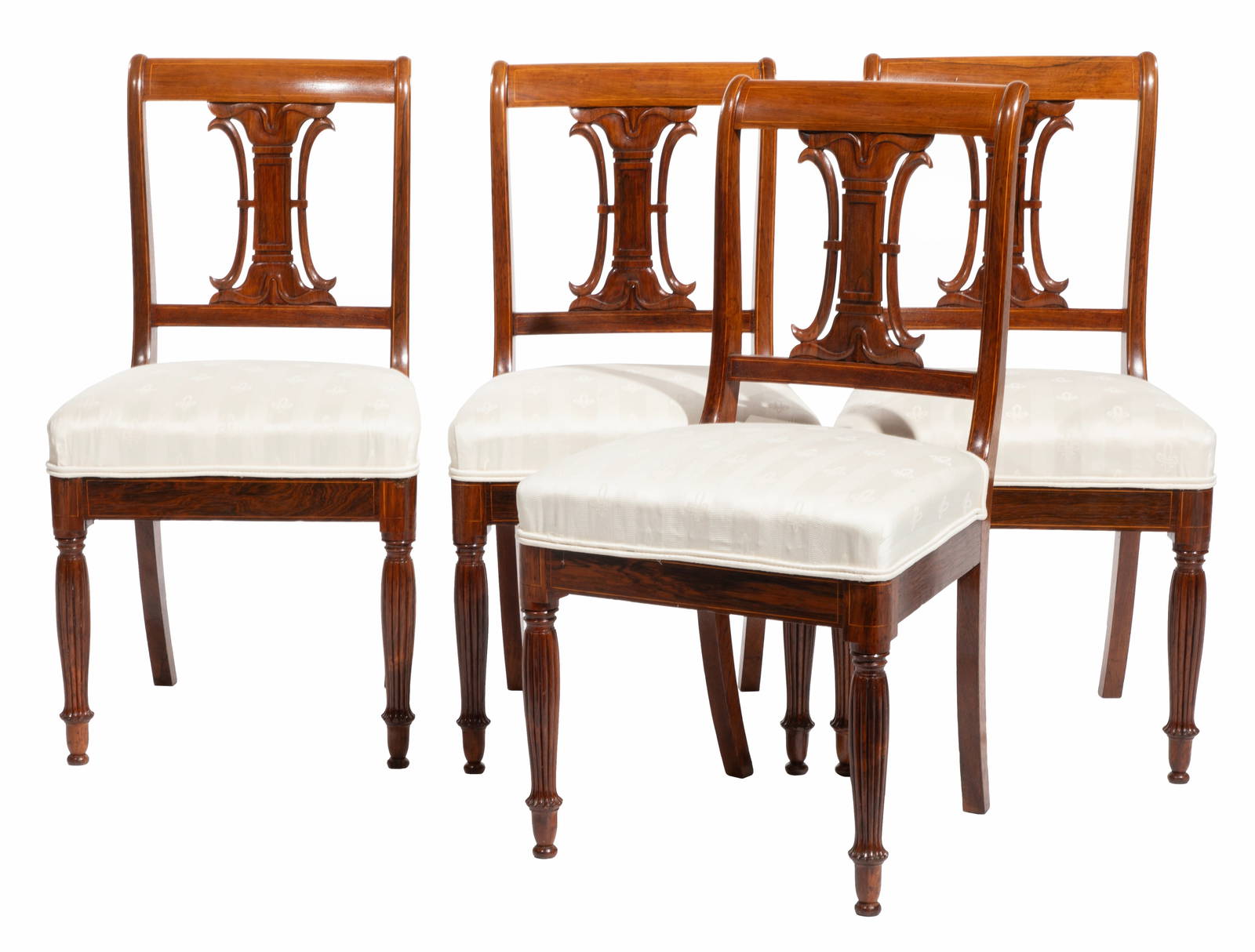 Set Of Four Charles X-style Rosewood String Inlaid Side Chairs Auction