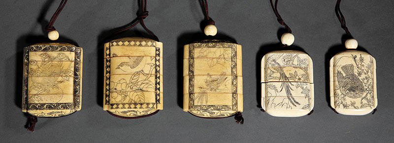 Five Japanese Bone Inro