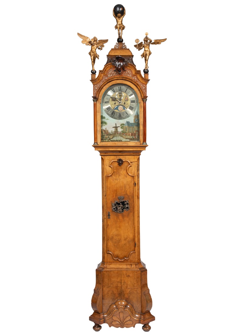 Fine Dutch Baroque Burl Walnut Automaton Tall Case Clock Auction